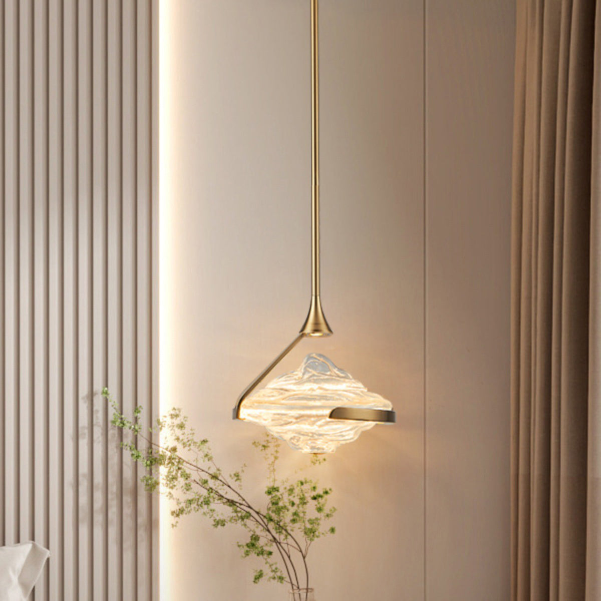 Modern Minimalist Irregular Diamond Iron Glass LED Pendant Light For ...