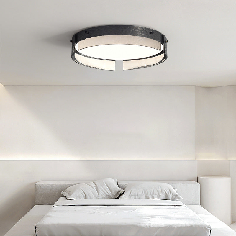 Modern Minimal Round Copper Glass LED Flush Mount Lighting