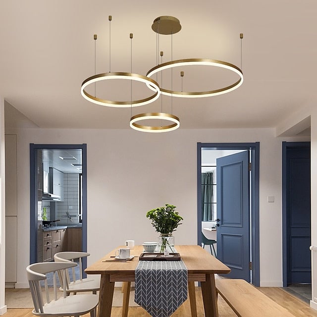 LED Circle LED Modern Pendant Light With 3-ring Light